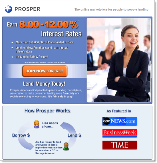 Prosper Advertising on BankRate.com - Finovate